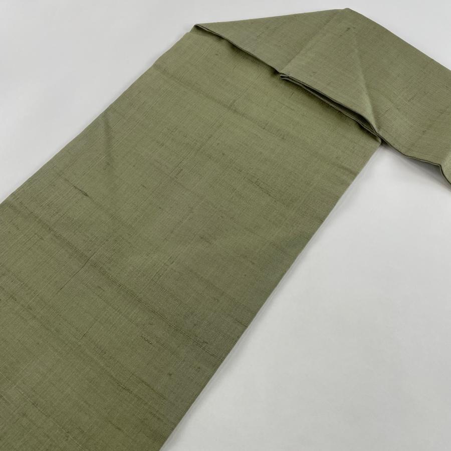 名古屋帯 美品 名品 紬地 たぬき 枝葉 灰緑 正絹 中古 名古屋帯 美品 名品 紬地 たぬき 枝葉 灰緑 正絹 中古