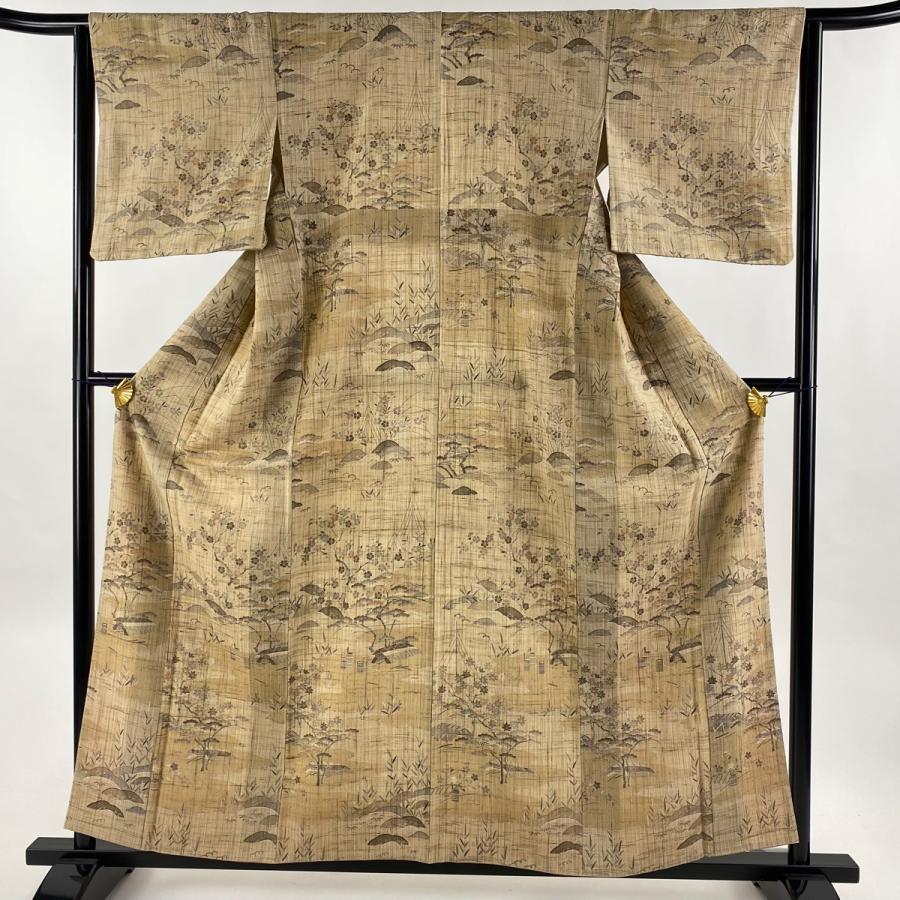 付下げ 身丈159cm 裄丈64cm M 袷 紬地 桜 笠松 ベージュ 正絹 美品 名品 中古 : リユースセレクトショップバイセル Yahoo!店 - 通販 - Yahoo!ショッピング
