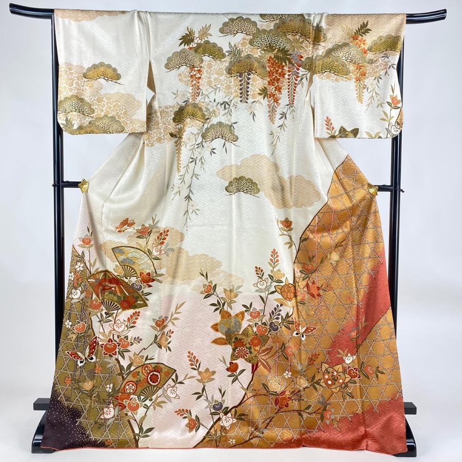 訪問着 身丈174cm 裄丈68cm L 袷 扇 鳳凰 金糸 金彩 クリーム 正絹 美品 秀品 中古 : リユースセレクトショップバイセル Yahoo!店 - 通販 - Yahoo!ショッピング