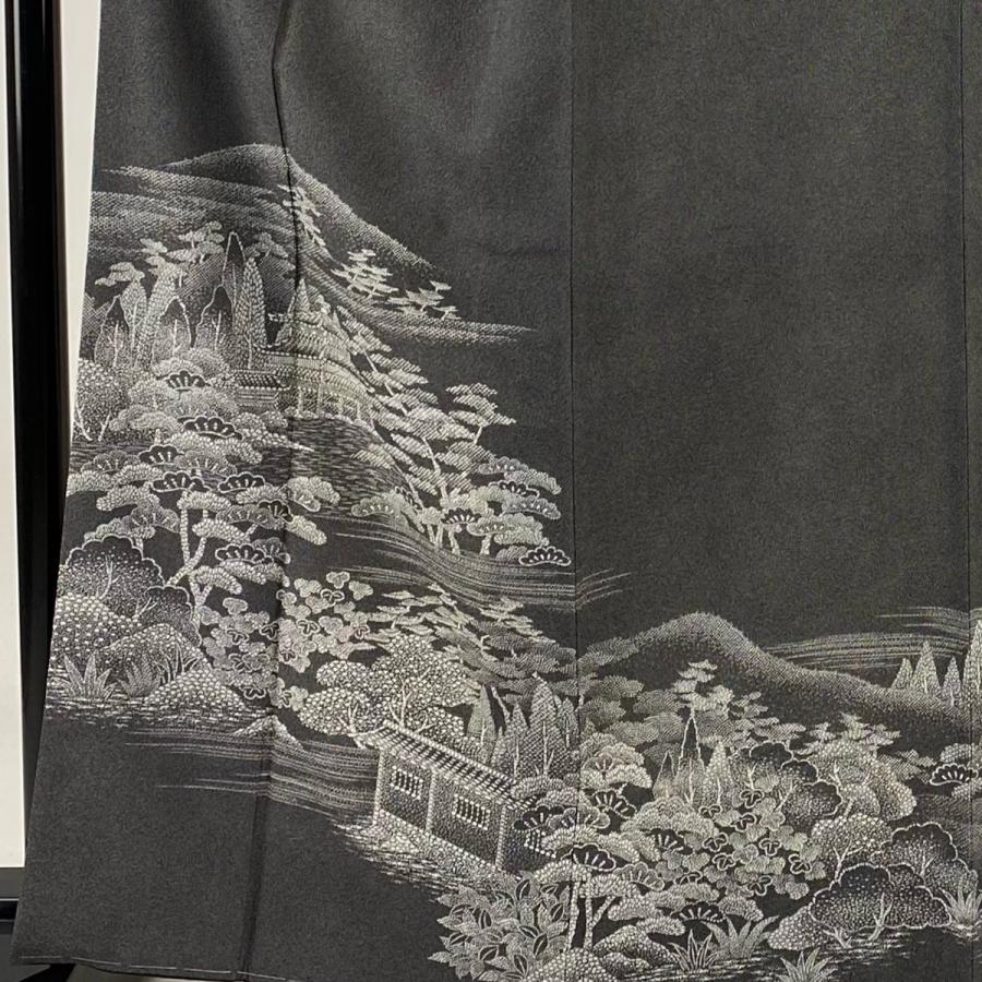 付下げ 身丈165cm 裄丈66cm M 袷 風景 樹木 黒灰 正絹 美品 秀品 中古 : リユースセレクトショップバイセル Yahoo!店 - 通販 - Yahoo!ショッピング