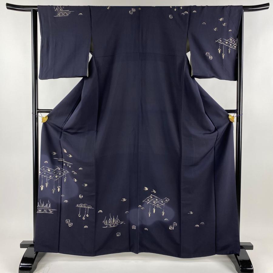 付下げ 身丈164.5cm 裄丈64.5cm M 袷 生り物 鳥 濃紺 正絹 美品 秀品 一つ紋 中古 : 1000084074354 : リユースセレクトショップバイセル Yahoo!店 ...