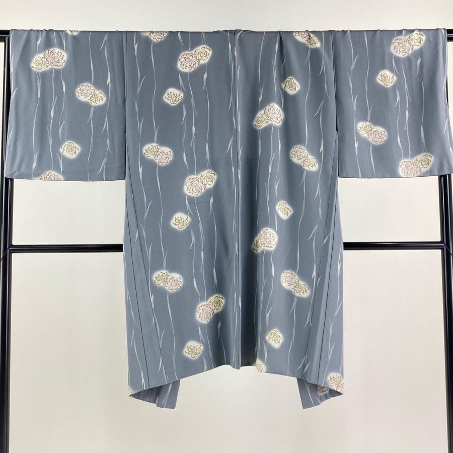 羽織 身丈106cm 裄丈67.5cm L 乱菊 縮緬 青灰色 正絹 逸品 中古 : リユースセレクトショップバイセル Yahoo!店 - 通販 - Yahoo!ショッピング