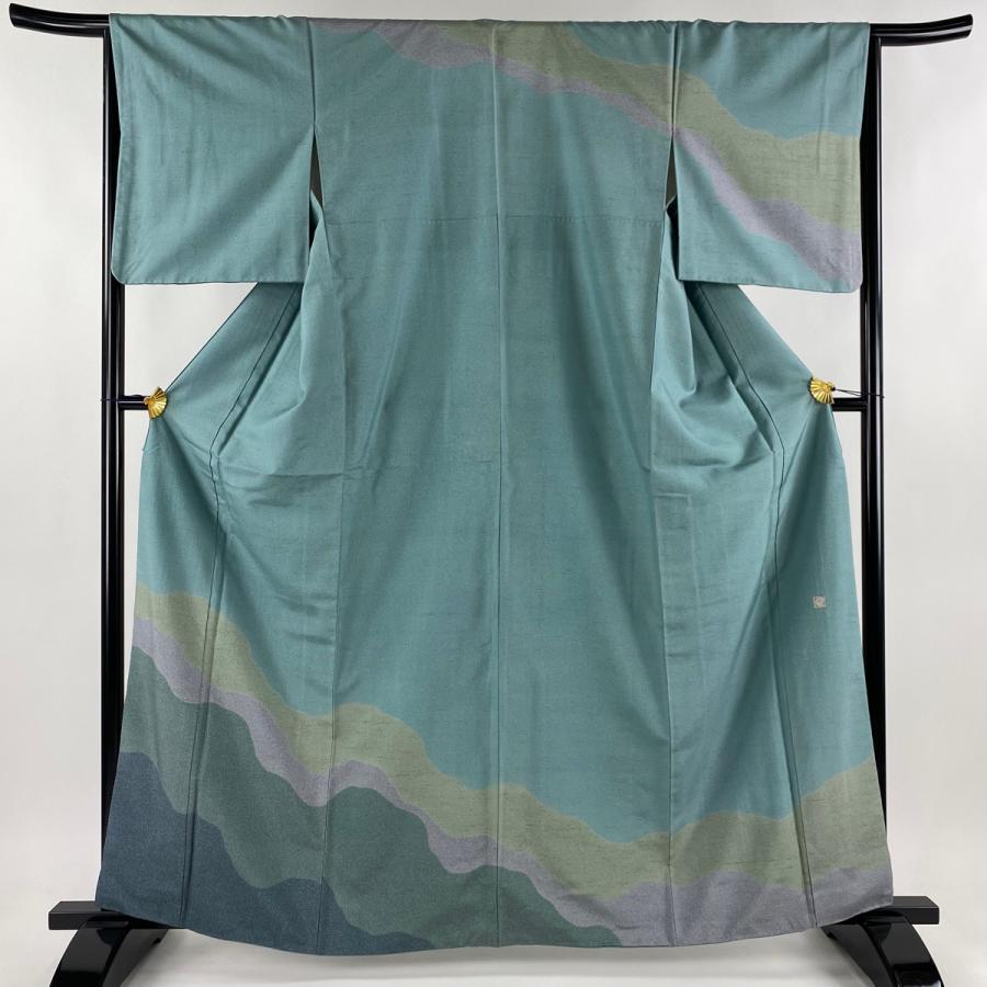 訪問着 身丈162.5cm 裄丈66.5cm M 袷 牛首紬地 落款あり 道長取り 緑 正絹 逸品 中古 : リユースセレクトショップバイセル Yahoo!店 - 通販 - Yahoo!ショッピング