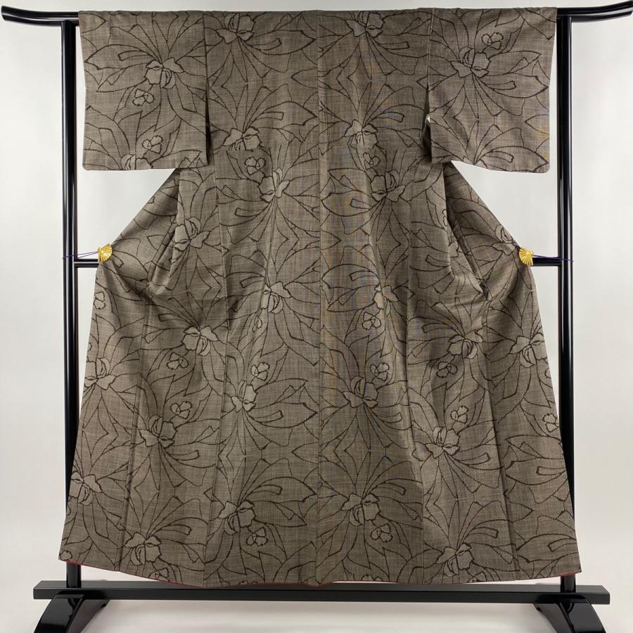 紬 身丈154cm 裄丈62.5cm S 袷 花 焦茶色 正絹 秀品 : リユースセレクトショップバイセル Yahoo!店 - 通販 - Yahoo!ショッピング