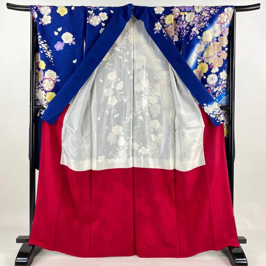 振袖 身丈166cm 裄丈72cm L 袷 鈴乃屋 御所車 桜 金糸 金銀彩 青 正絹 美品 名品 中古 : 1000084538559 : リユースセレクトショップバイセル Yahoo!店 ...