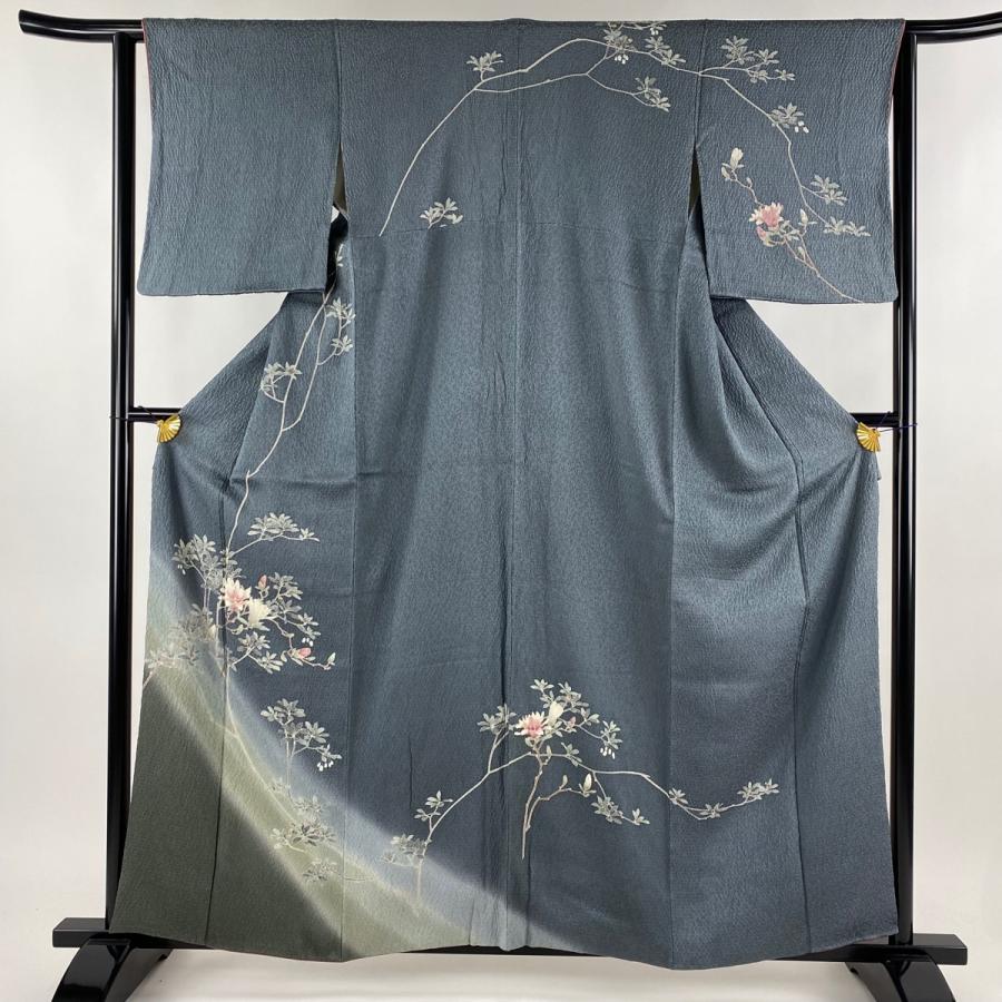 訪問着 身丈159.5cm 裄丈62.5cm S 袷 枝花 絞り ぼかし 青灰色 正絹 名品 中古 在庫一掃 : リユースセレクトショップバイセル Yahoo!店 - 通販 - Yahoo ...