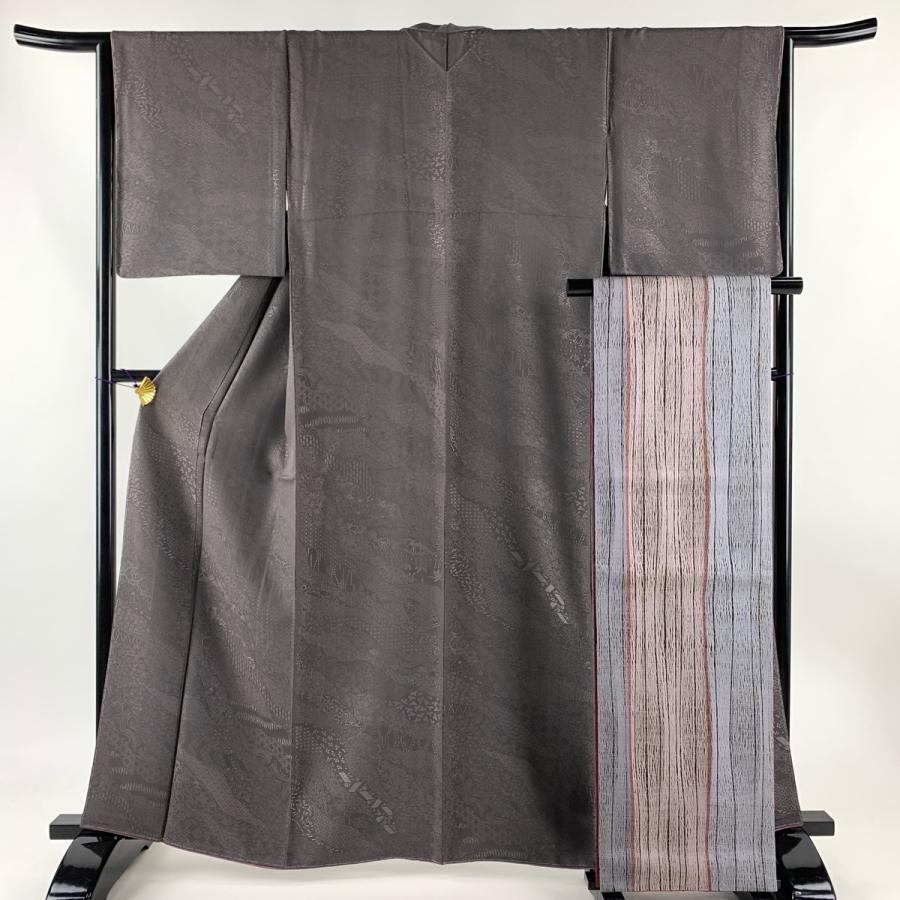 ブランド登録なし 小紋 身丈162.5cm 裄丈65cm M 袷 袋帯セット 寄せ柄 花柄 灰色 正絹 秀品 中古 : リユースセレクトショップバイセル Yahoo!店 - 通販 ...