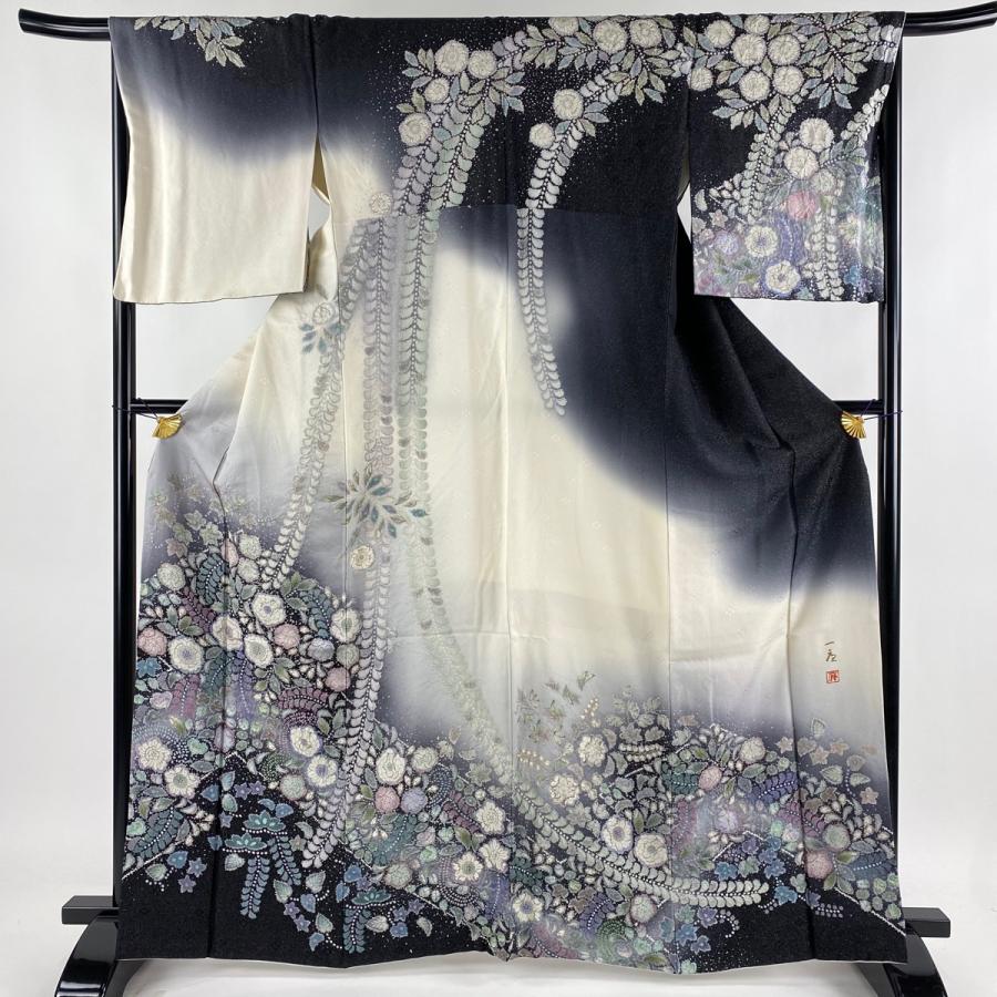 訪問着 身丈164.5cm 裄丈67cm M 袷 吉乃一廉 落款あり 辻が花 銀通し ぼかし 灰白 正絹 逸品 中古 : 1000085015998 : リユースセレクトショップバイセル ...