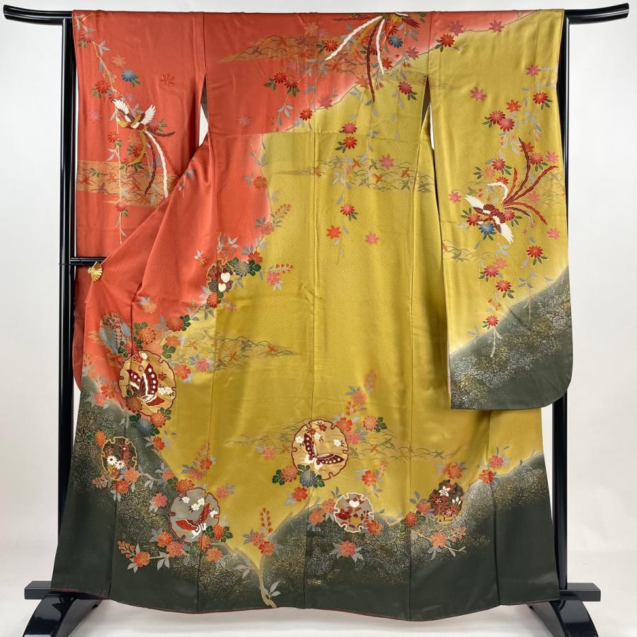 振袖 身丈162.5cm 裄丈65cm M 袷 蝶 雪輪 金糸 金銀彩 茜色 正絹 秀品 中古 : リユースセレクトショップバイセル Yahoo!店 - 通販 - Yahoo!ショッピング