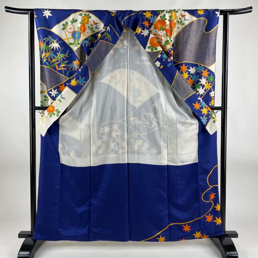 振袖 身丈161.5cm 裄丈62.5cm S 袷 牡丹 枝梅 金彩 刺繍 紺色 正絹 秀品 中古 : リユースセレクトショップバイセル Yahoo!店 - 通販 - Yahoo!ショッピング