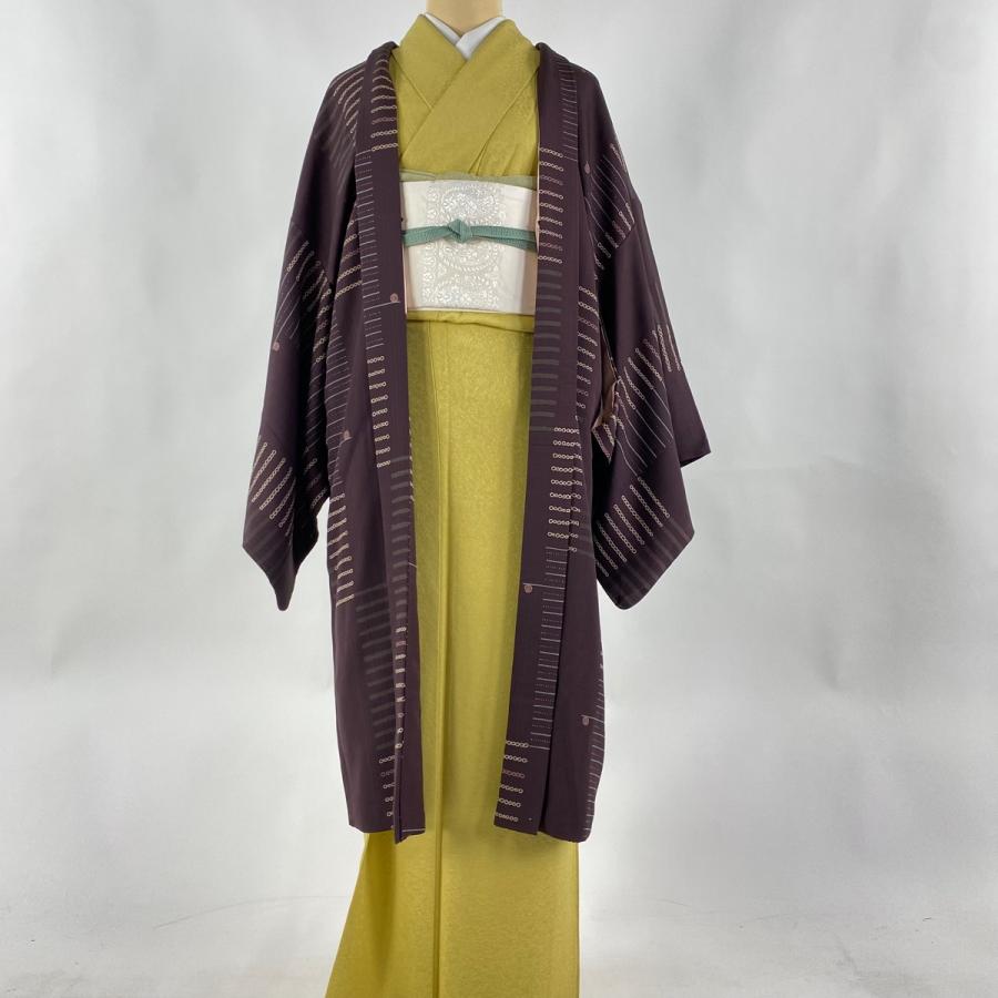 羽織 身丈106cm 裄丈71cm L 縞 幾何学模様 紫 正絹 美品 逸品 中古 : リユースセレクトショップバイセル Yahoo!店 - 通販 - Yahoo!ショッピング