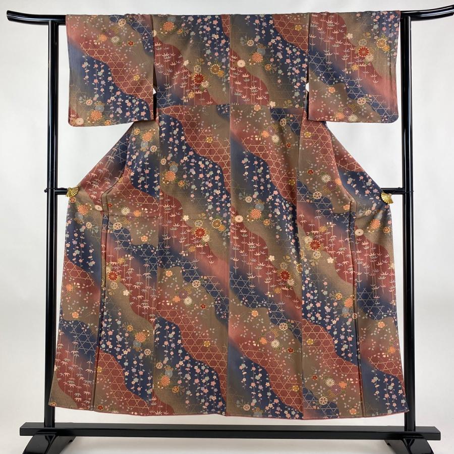 小紋 身丈153cm 裄丈62.5cm S 袷 菊 笹 金彩 染め分け 赤茶 正絹 美品 優品 中古 : リユースセレクトショップバイセル Yahoo!店 - 通販 - Yahoo!ショッピング