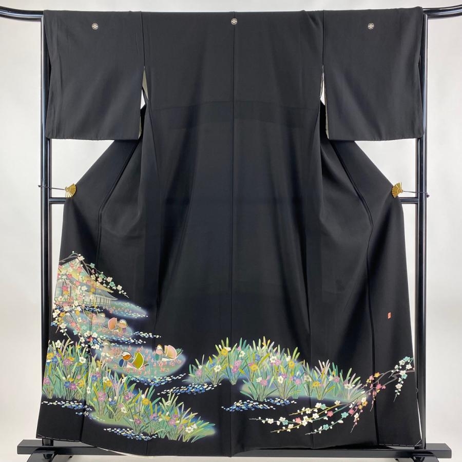 黒留袖 身丈159.5cm 裄丈65cm M 袷 落款あり 鴛鴦 家屋 ぼかし 黒 正絹 優品 中古 : リユースセレクトショップバイセル Yahoo!店 - 通販 - Yahoo!ショッピング