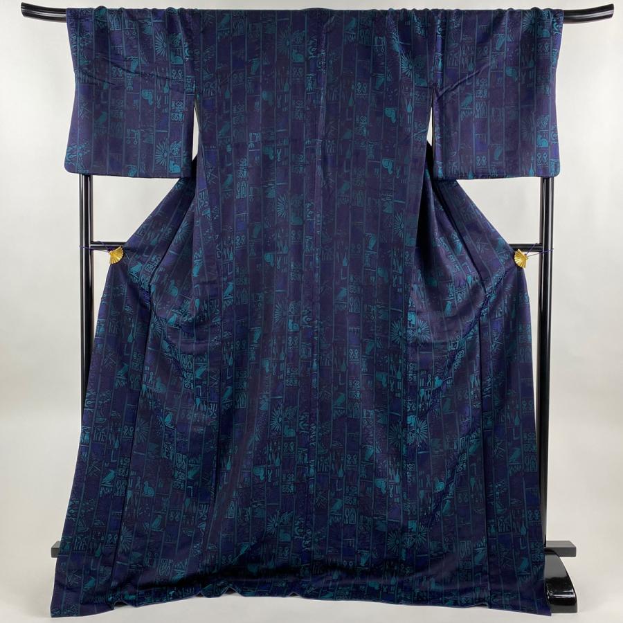 小紋 身丈178cm 裄丈71cm L 袷 動物 幾何学模様 濃紫 正絹 逸品 中古 : 1000088305782 : リユースセレクトショップバイセル Yahoo!店 - 通販 ...