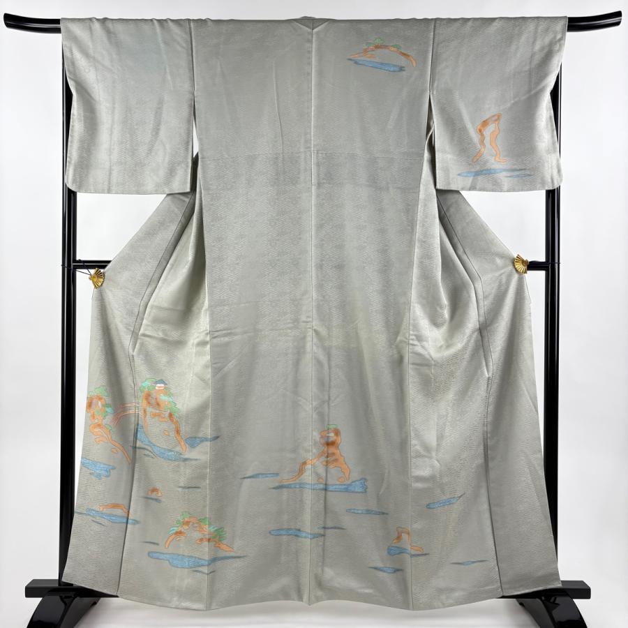 付下げ 身丈159.5cm 裄丈68cm L 袷 建物 橋 灰色 正絹 優品 中古 : リユースセレクトショップバイセル Yahoo!店 - 通販 - Yahoo!ショッピング