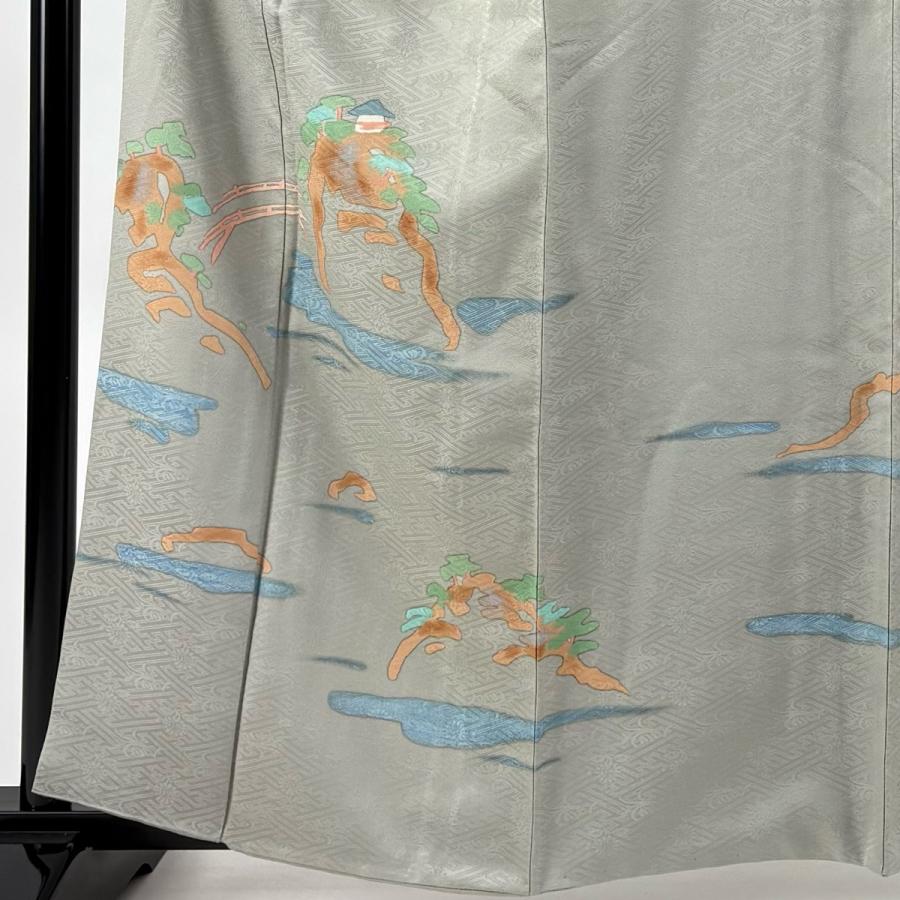 付下げ 身丈159.5cm 裄丈68cm L 袷 建物 橋 灰色 正絹 優品 中古 : リユースセレクトショップバイセル Yahoo!店 - 通販 - Yahoo!ショッピング