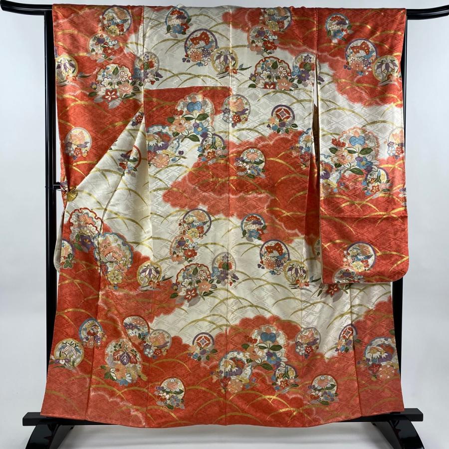振袖 身丈159cm 裄丈67cm M 袷 落款あり 雪輪 草花 金彩 クリーム 正絹 秀品 中古 : リユースセレクトショップバイセル Yahoo!店 - 通販 - Yahoo!ショッピング