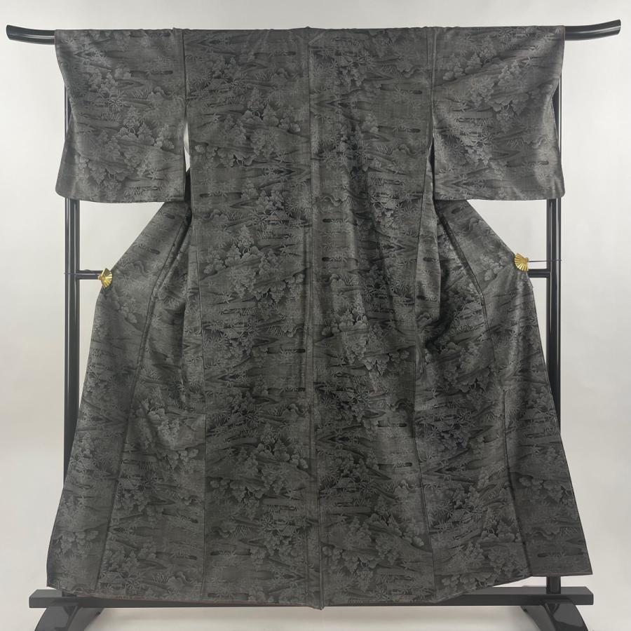 大島紬 身丈159cm 裄丈69cm L 袷 純泥染 証紙あり 樹木 建物 灰茶 正絹 美品 名品 中古 : リユースセレクトショップバイセル Yahoo!店 - 通販 - Yahoo!ショッピング