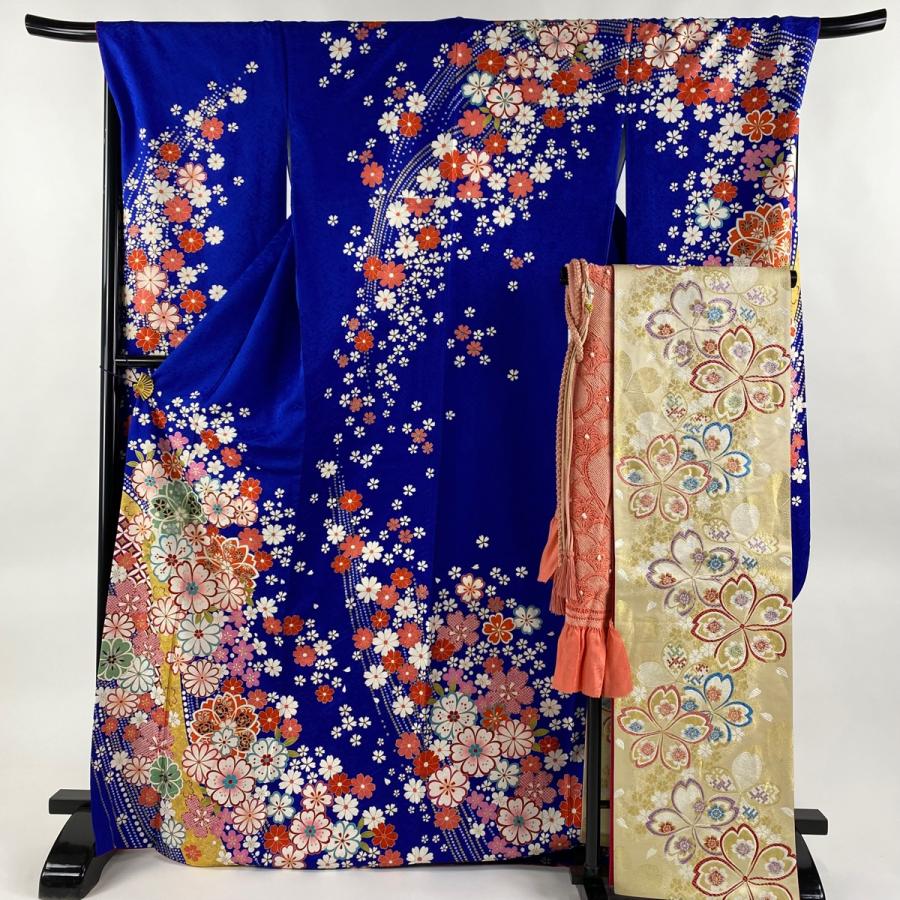 振袖 身丈170.5cm 裄丈69cm L 袷 袋帯フルセット 桜 梅 金彩 青 正絹 名品 中古 : リユースセレクトショップバイセル Yahoo!店 - 通販 - Yahoo!ショッピング