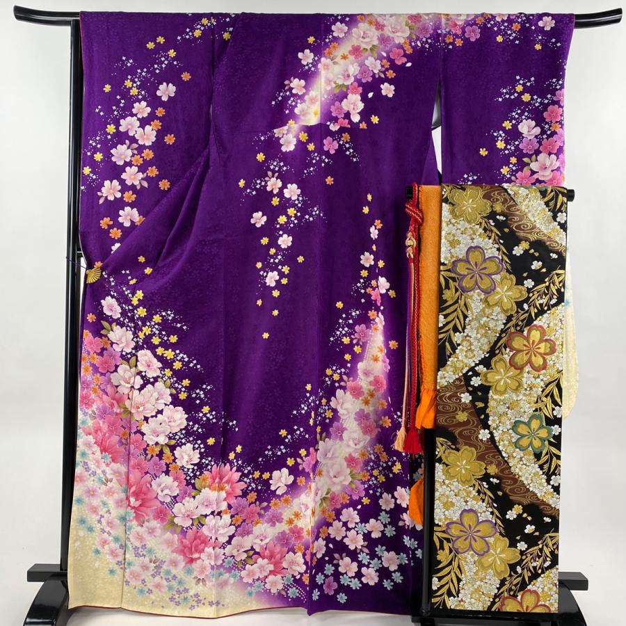 振袖 身丈168cm 裄丈69cm L 袷 袋帯フルセット 草花 箔 ぼかし 紫 正絹 美品 名品 中古 : リユースセレクトショップバイセル Yahoo!店 - 通販 - Yahoo!ショッピング