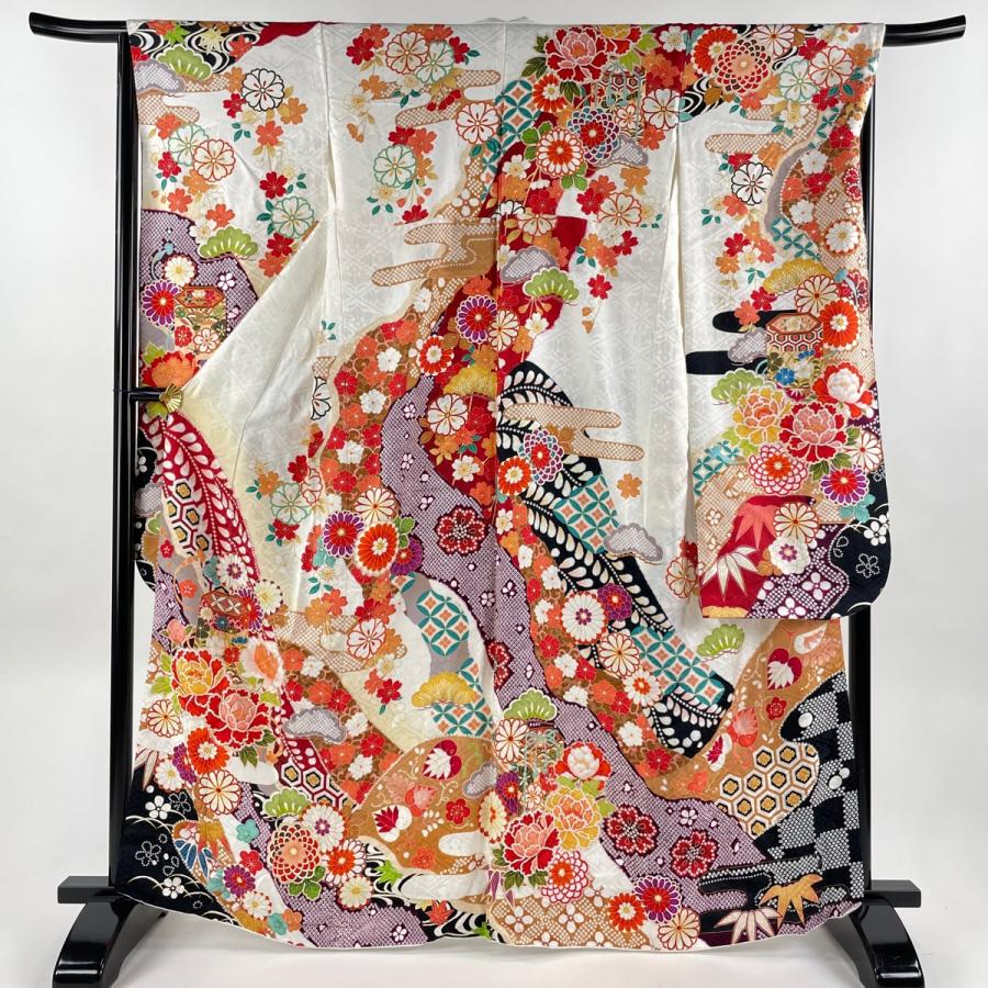 振袖 身丈163.5cm 裄丈66cm M 袷 貝桶 草花 金彩 ぼかし クリーム 正絹 名品 中古 : リユースセレクトショップバイセル Yahoo!店 - 通販 - Yahoo!ショッピング