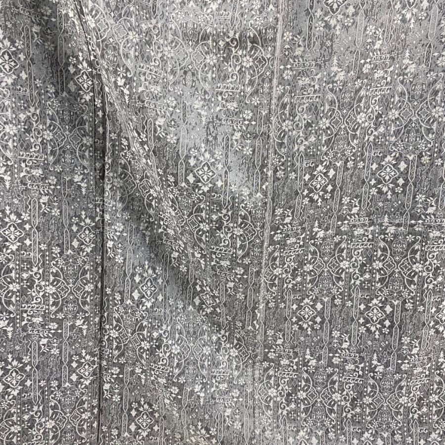 小紋 身丈167cm 裄丈68cm L 袷 花唐草 動物 紋意匠 灰色 正絹 逸品 中古 : リユースセレクトショップバイセル Yahoo!店 - 通販 - Yahoo!ショッピング