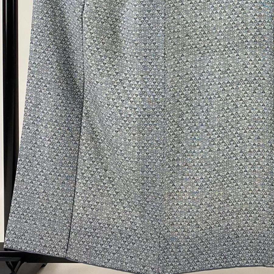 小紋 身丈159cm 裄丈67.5cm L 袷 幾何学模様 花 青灰色 正絹 名品 中古 : リユースセレクトショップバイセル Yahoo!店 - 通販 - Yahoo!ショッピング