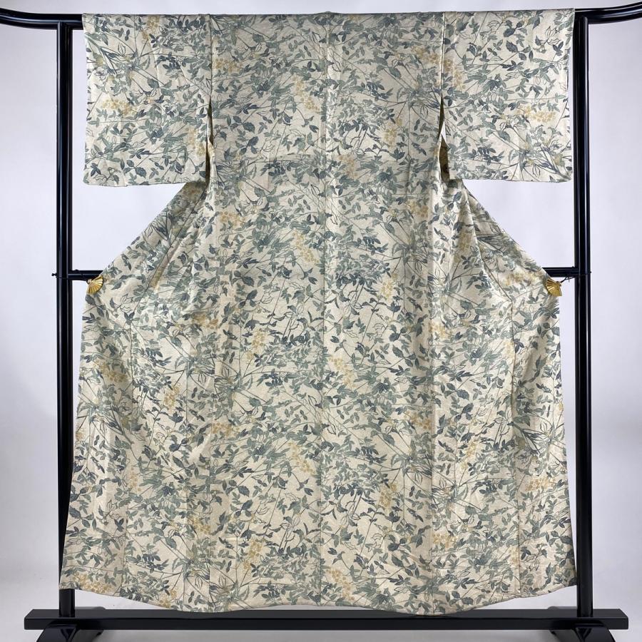 小紋 身丈155cm 裄丈62cm S 単衣 葉と実 クリーム 正絹 秀品 中古 : リユースセレクトショップバイセル Yahoo!店 - 通販 - Yahoo!ショッピング