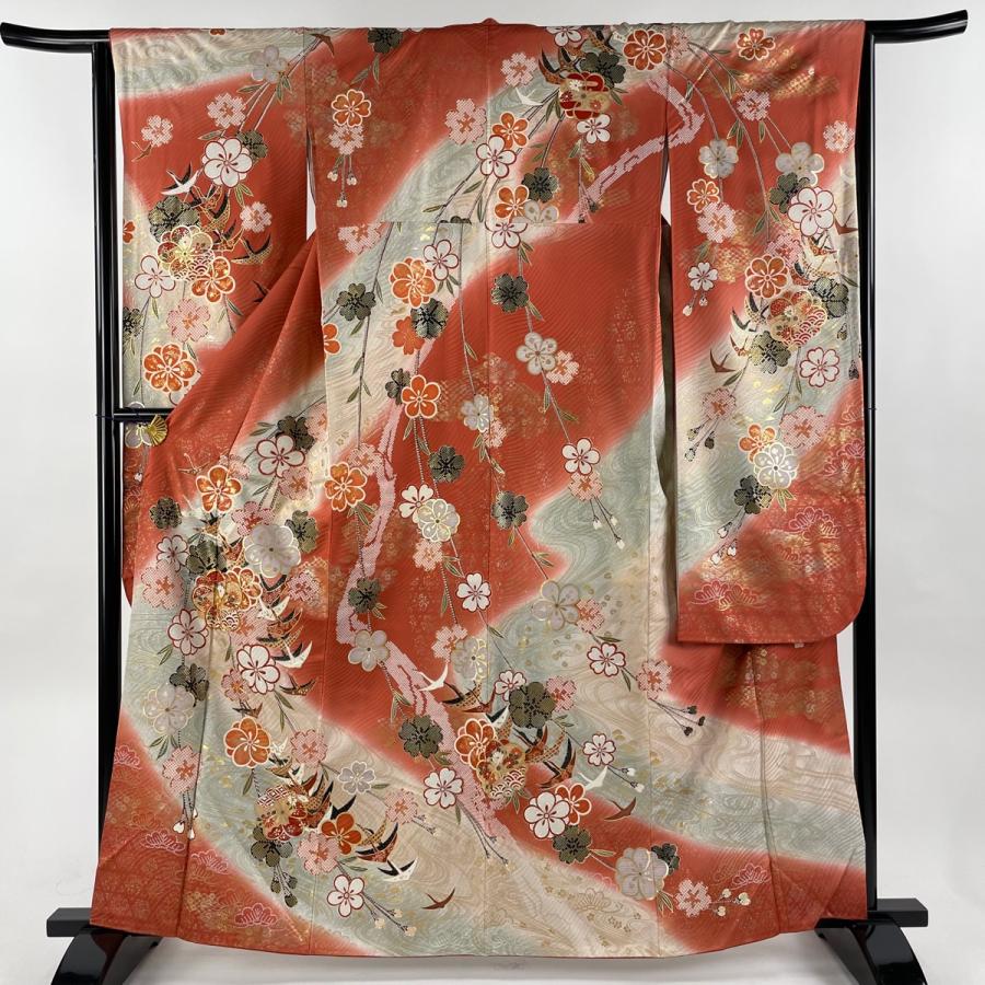 振袖 身丈161.5cm 裄丈64.5cm M 袷 谷崎潤一郎の世界 落款あり 梅 鶴 金糸 金銀彩 茜色 正絹 秀品 中古 : リユースセレクトショップバイセル Yahoo!店 - 通販 ...