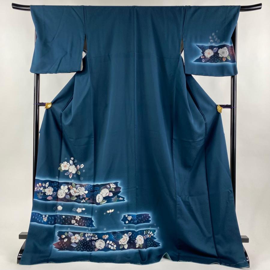 付下げ 身丈175cm 裄丈71cm L 袷 辻が花柄 染め分け ぼかし 深緑 正絹 秀品 中古 : リユースセレクトショップバイセル Yahoo!店 - 通販 - Yahoo!ショッピング