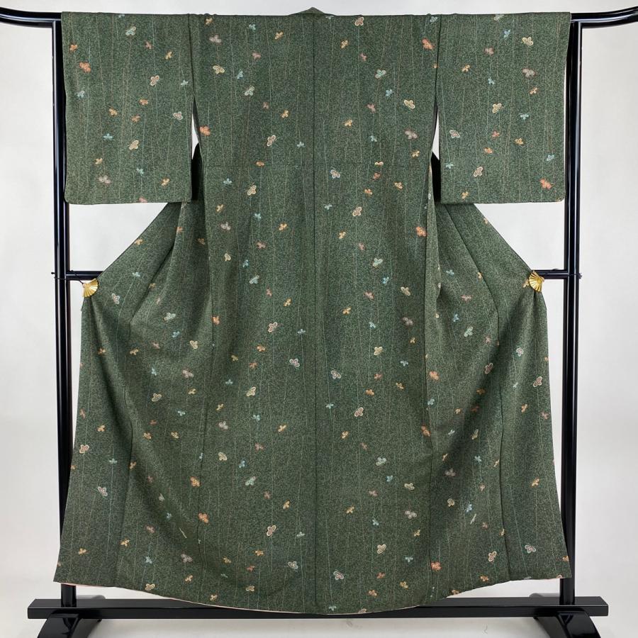 小紋 身丈156cm 裄丈65cm M 袷 洗える着物 笠松 幾何学 灰緑 化繊 優品 中古 : リユースセレクトショップバイセル Yahoo!店 - 通販 - Yahoo!ショッピング
