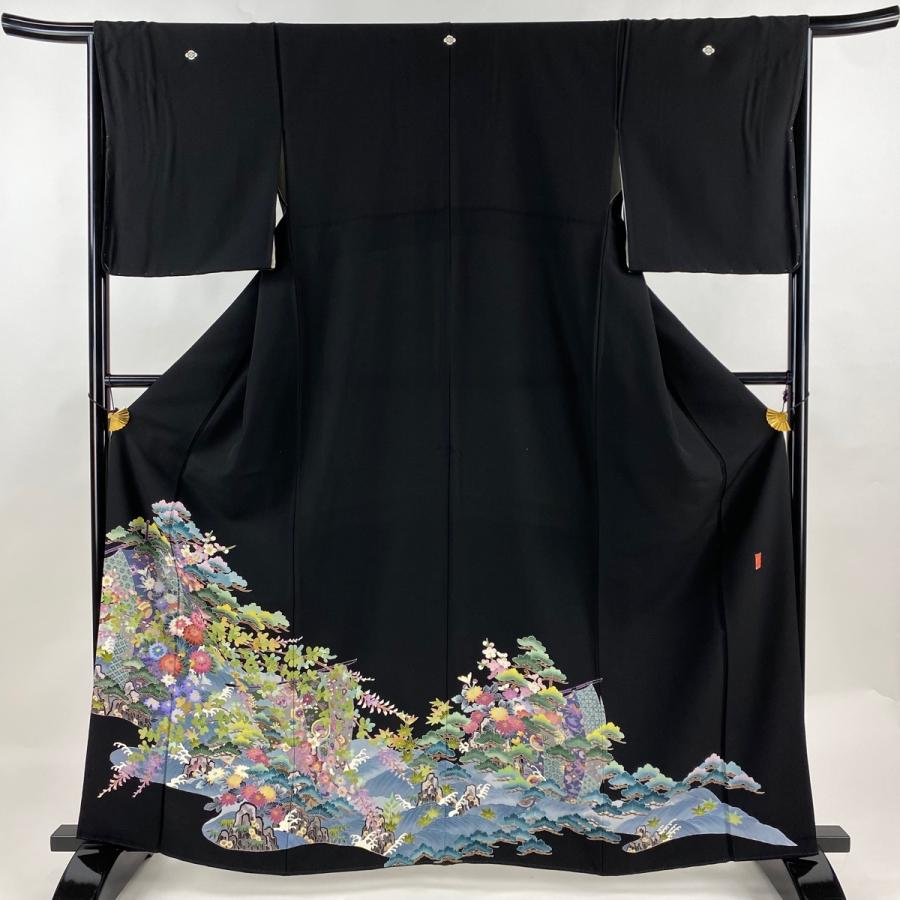 黒留袖 身丈162.5cm 裄丈65.5cm M 袷 落款あり 松竹梅 菊 黒 正絹 名品 中古 : リユースセレクトショップバイセル Yahoo!店 - 通販 - Yahoo!ショッピング