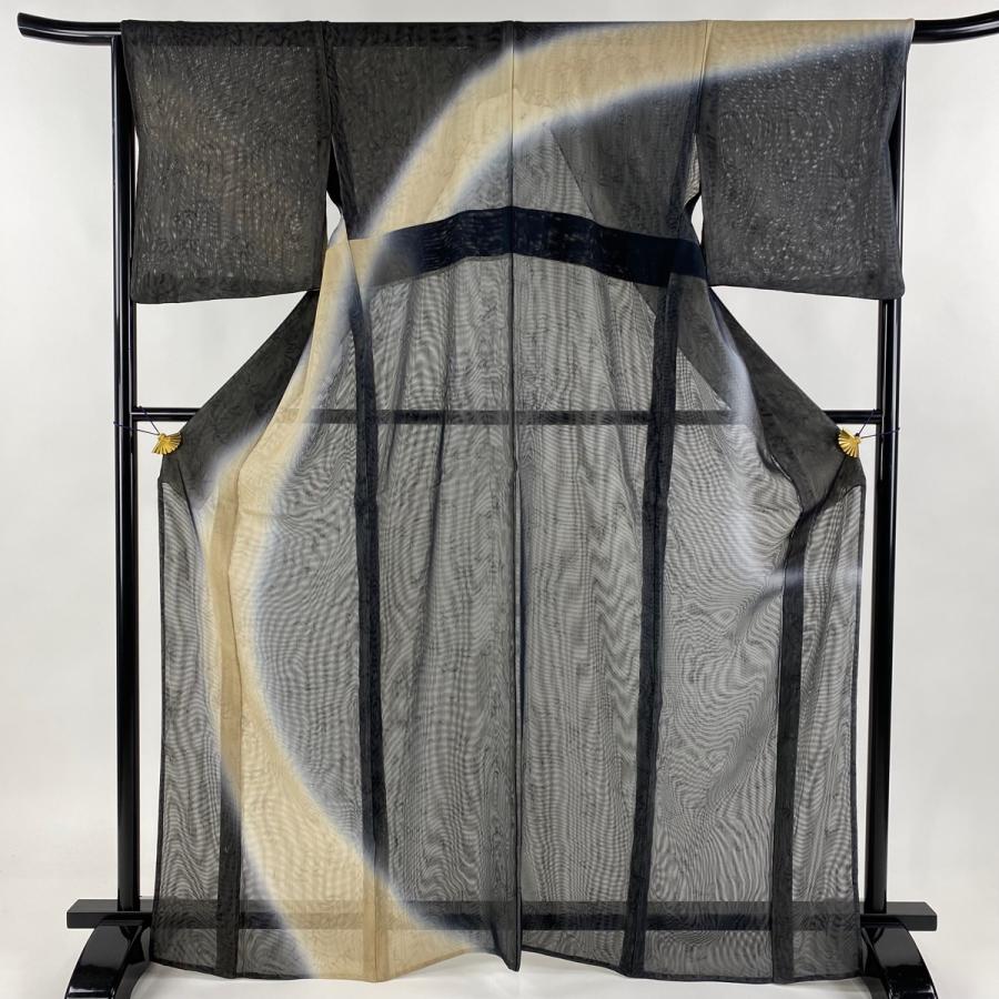 付下げ 身丈168cm 裄丈67cm M 紗袷 笹 ぼかし 青黒 正絹 名品 中古 : リユースセレクトショップバイセル Yahoo!店 - 通販 - Yahoo!ショッピング