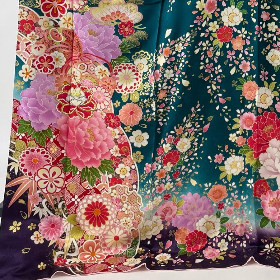 振袖 身丈180.5cm 裄丈74cm L 袷 袋帯フルセット 鼓 牡丹 箔 金彩 緑 正絹 美品 名品 中古 : リユースセレクトショップバイセル Yahoo!店 - 通販 - Yahoo ...