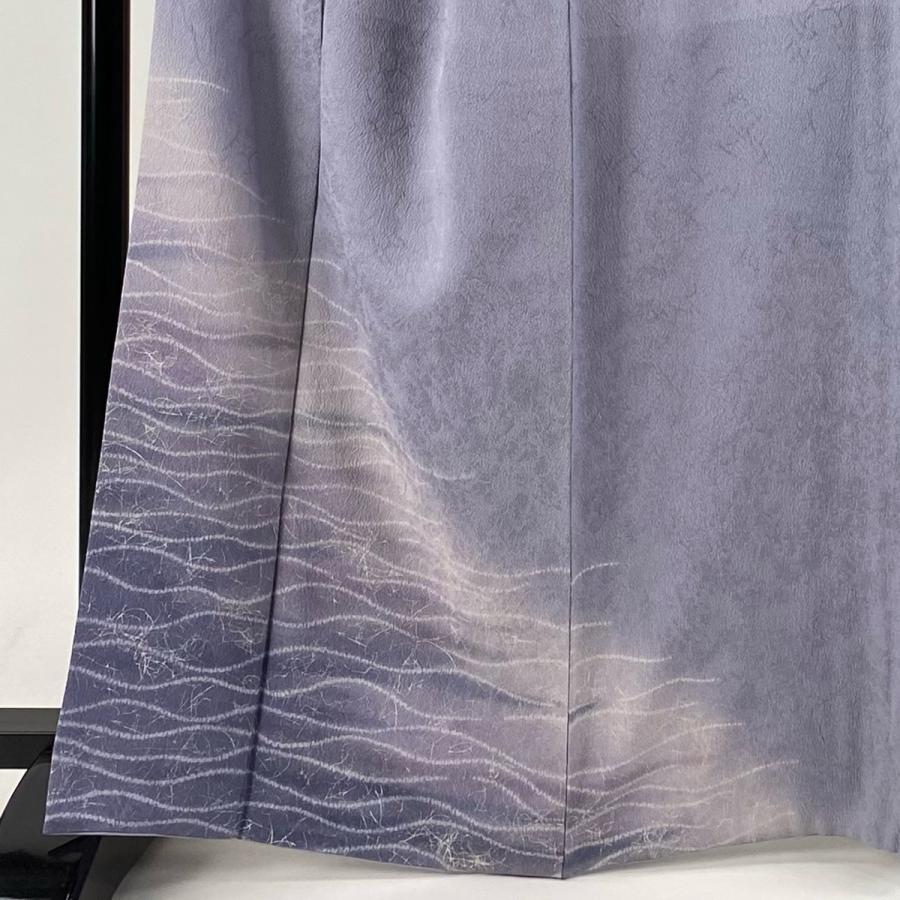 付下げ 身丈165cm 裄丈68.5cm L 袷 波 地紋 ぼかし 薄紫 正絹 秀品 中古 : リユースセレクトショップバイセル Yahoo!店 - 通販 - Yahoo!ショッピング