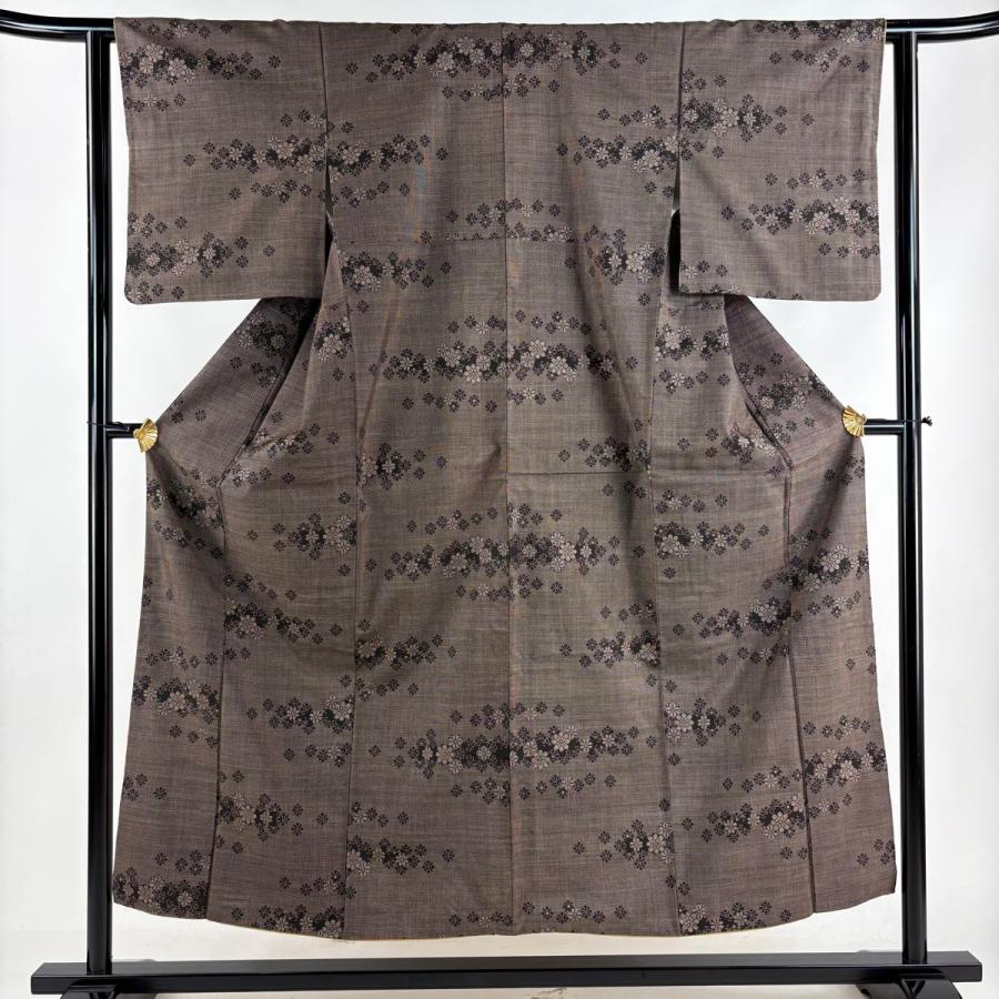 紬 身丈151.5cm 裄丈61.5cm S 袷 花 焦茶色 正絹 秀品 中古 : リユースセレクトショップバイセル Yahoo!店 - 通販 - Yahoo!ショッピング