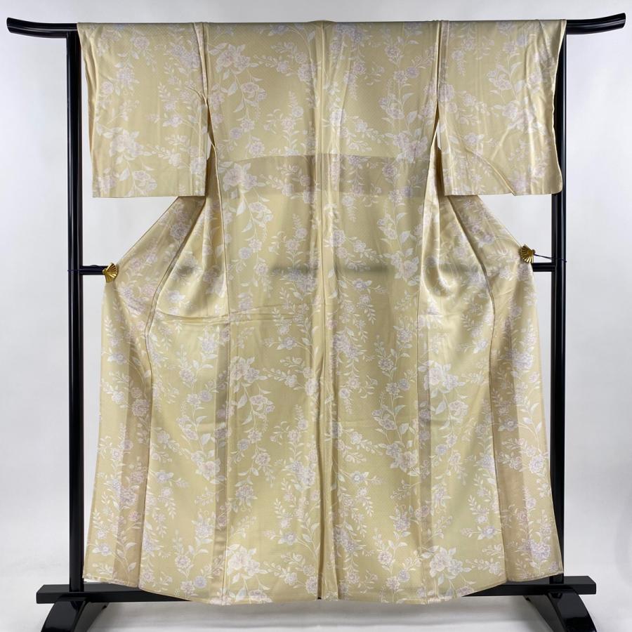 小紋 身丈161cm 裄丈64cm M 単衣 草花 ベージュ 正絹 名品 中古 : リユースセレクトショップバイセル Yahoo!店 - 通販 - Yahoo!ショッピング