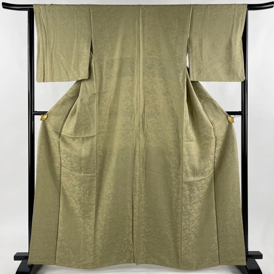 色無地 身丈162.5cm 裄丈65cm M 袷 地紋 灰緑 正絹 美品 秀品 中古 : リユースセレクトショップバイセル Yahoo!店 - 通販 - Yahoo!ショッピング