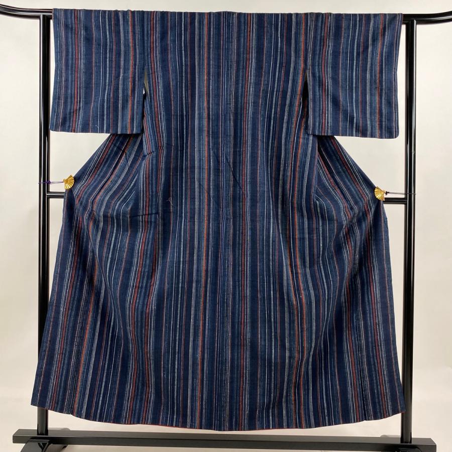 紬 身丈154cm 裄丈62cm S 袷 やまと 縦縞 紺色 正絹 優品 中古 : リユースセレクトショップバイセル Yahoo!店 - 通販 - Yahoo!ショッピング
