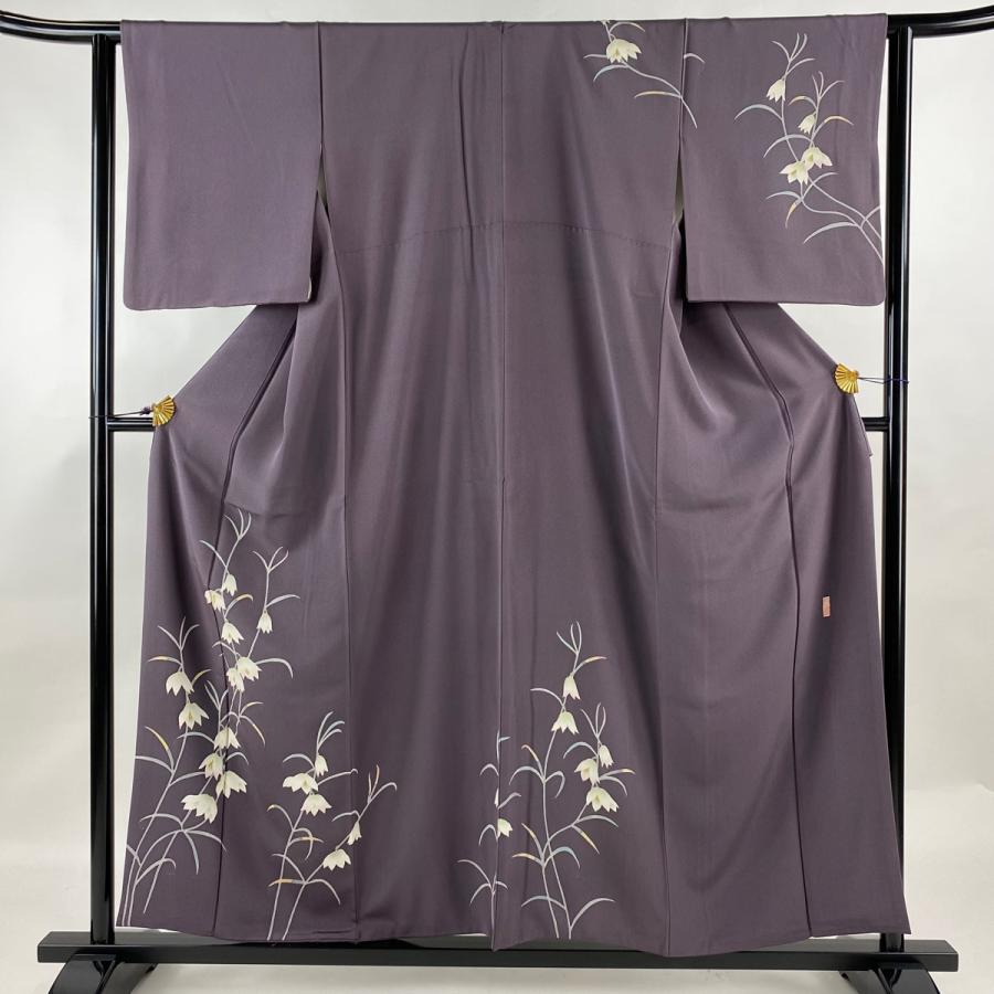 付下げ 身丈156cm 裄丈63cm S 袷 落款あり 草花 灰紫 正絹 名品 中古 : リユースセレクトショップバイセル Yahoo!店 - 通販 - Yahoo!ショッピング