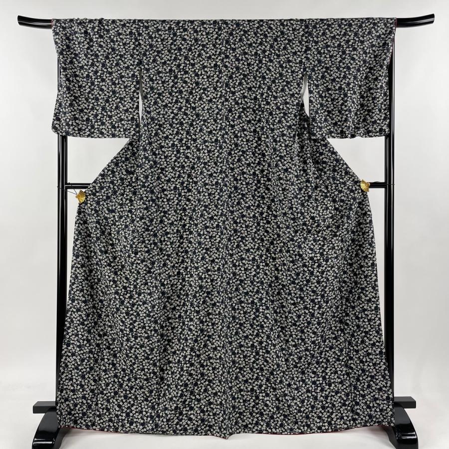 小紋 身丈169cm 裄丈68cm L 袷 雪輪 桜 墨色 正絹 美品 秀品 中古 : リユースセレクトショップバイセル Yahoo!店 - 通販 - Yahoo!ショッピング