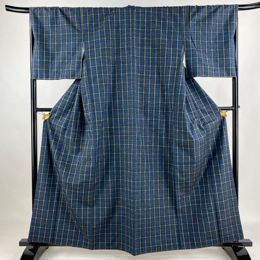 紬 身丈161cm 裄丈68cm L 袷 格子 菱 濃紺 正絹 美品 名品 中古 : リユースセレクトショップバイセル Yahoo!店 - 通販 - Yahoo!ショッピング