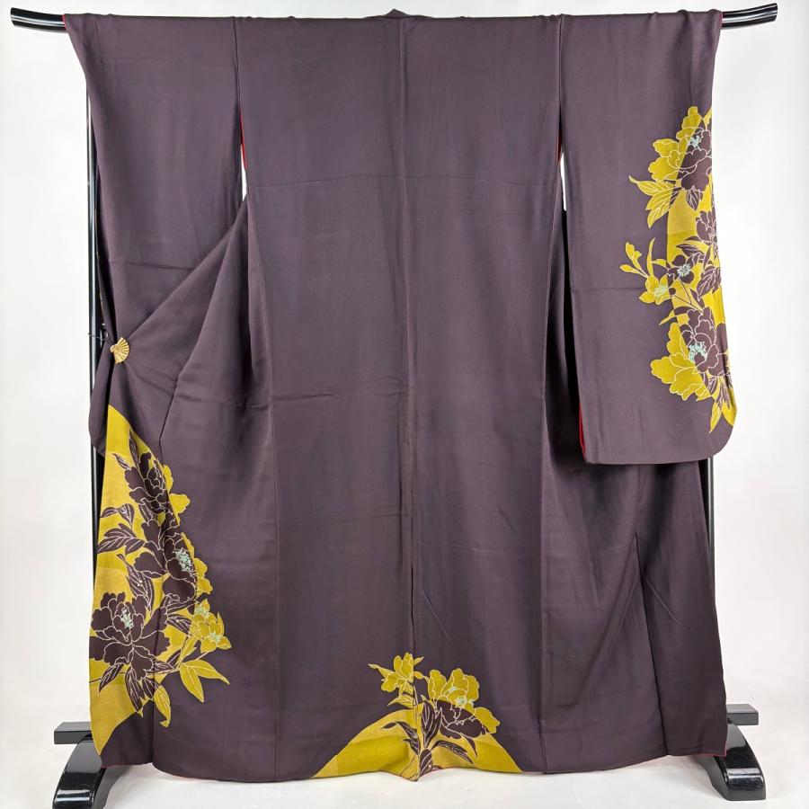 振袖 身丈167.5cm 裄丈71cm L 袷 草花 芝 金彩 濃紫 正絹 秀品 中古 : リユースセレクトショップバイセル Yahoo!店 - 通販 - Yahoo!ショッピング