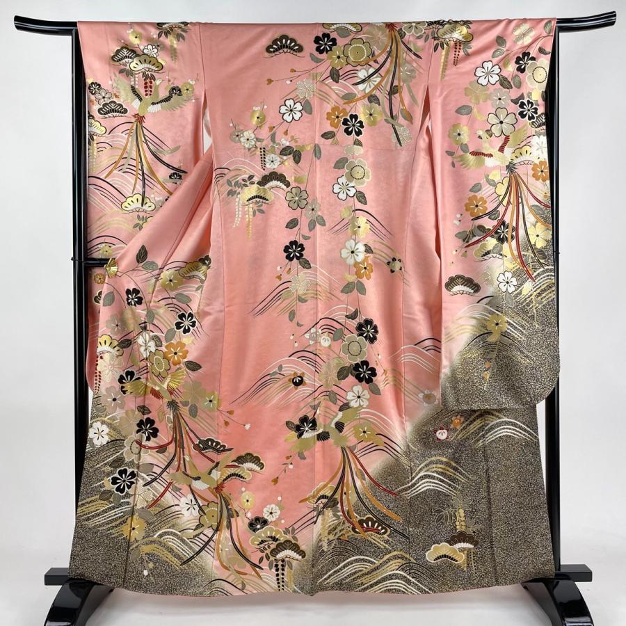振袖 身丈161.5cm 裄丈65.5cm M 袷 尾長鳥 桜 金糸 金彩 ピンク 正絹 秀品 中古 : リユースセレクトショップバイセル Yahoo!店 - 通販 - Yahoo!ショッピング