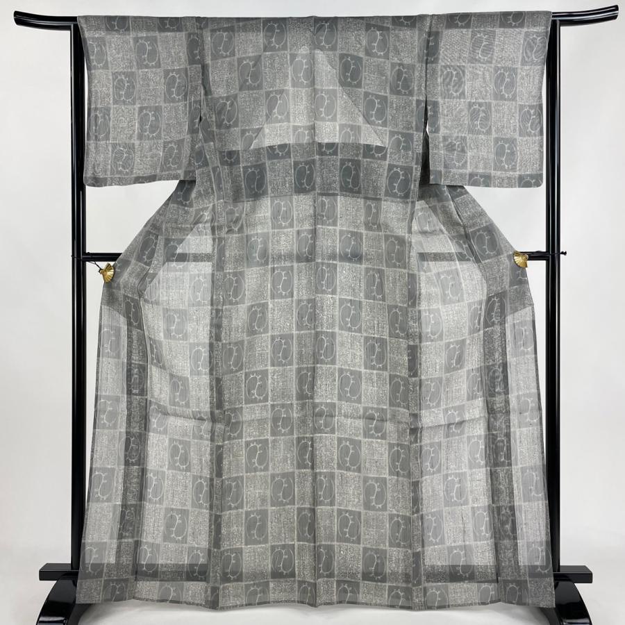 小紋 身丈166cm 裄丈63.5cm S 薄物 夏紬 絹芭蕉 証紙あり 市松 葉柄 灰色 正絹 秀品 中古 : リユースセレクトショップバイセル Yahoo!店 - 通販 - Yahoo ...