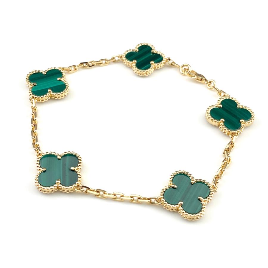Van Cleef ＆ Arpels ヴァンクリーフ＆アーペル ヴィンテージ アルハンブラ ブレスレット YG イエローゴールド 腕輪 マラカイト 750 レディース 中古 : リユース ...