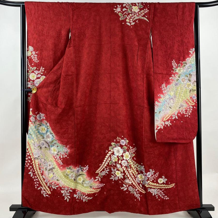 振袖 身丈160cm 裄丈64cm M 袷 辻が花 金通し 赤 正絹 逸品 中古 : リユースセレクトショップバイセル Yahoo!店 - 通販 - Yahoo!ショッピング