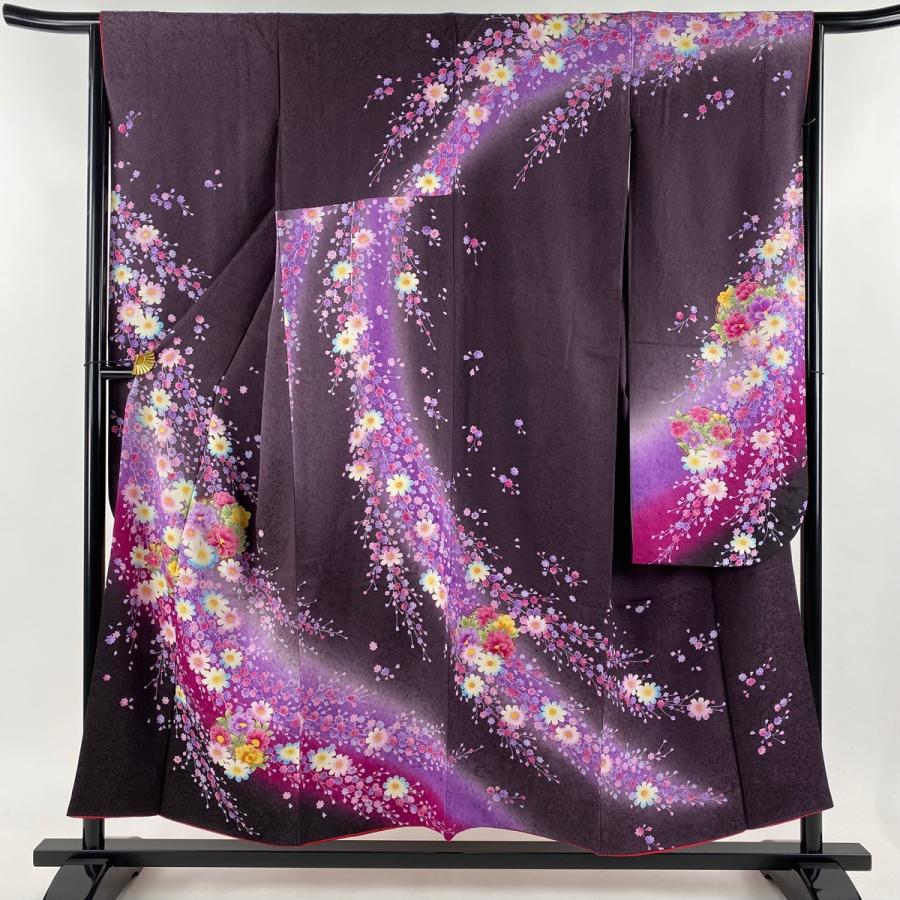 振袖 身丈153cm 裄丈64.5cm M 袷 雪輪 草花 銀通し 金彩 茶紫 正絹 美品 逸品 中古 : リユースセレクトショップバイセル Yahoo!店 - 通販 - Yahoo!ショッピング