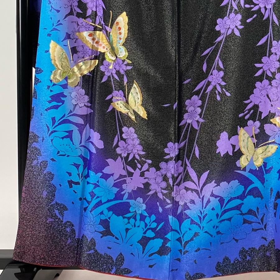振袖 身丈161cm 裄丈67.5cm L 袷 袋帯フルセット 蝶 桜 金彩 銀通し 黒 正絹 美品 秀品 中古 : リユースセレクトショップバイセル Yahoo!店 - 通販 - Yahoo ...