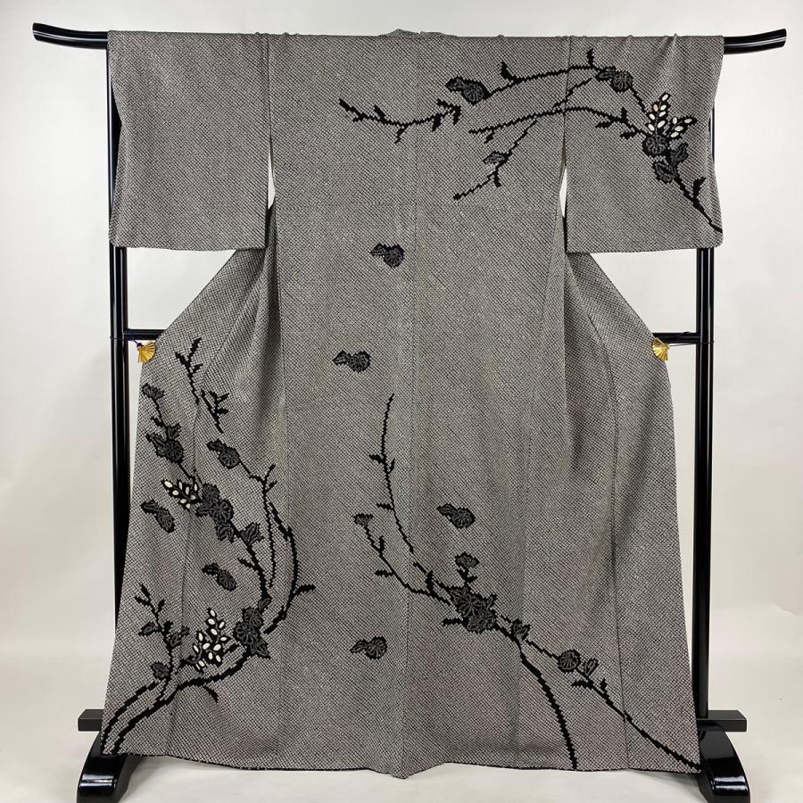 訪問着 身丈166cm 裄丈68cm L 袷 草花 総絞り 黒 正絹 名品 中古 : リユースセレクトショップバイセル Yahoo!店 - 通販 - Yahoo!ショッピング